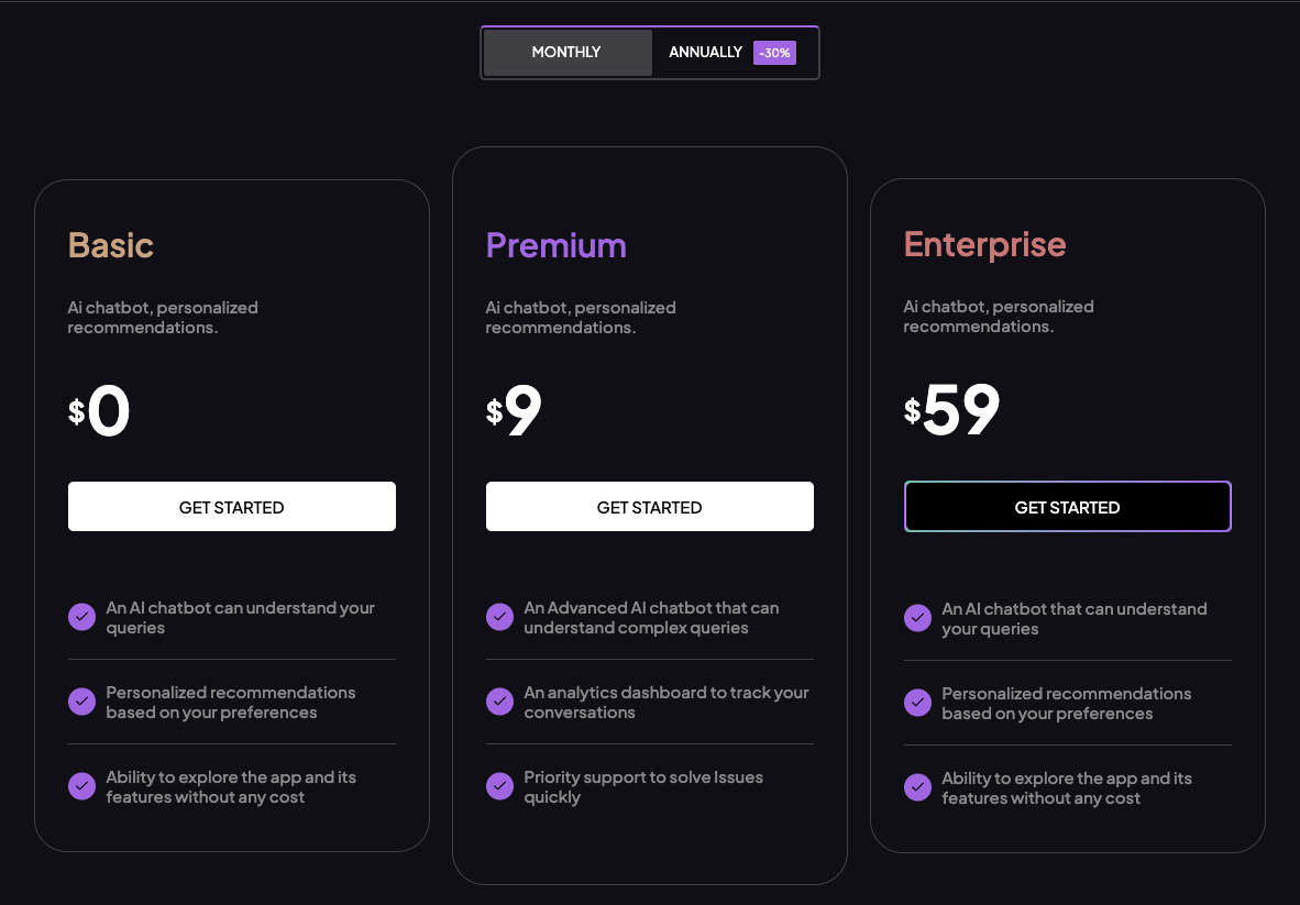 AI Product Pricing Table | Free Webflow Component